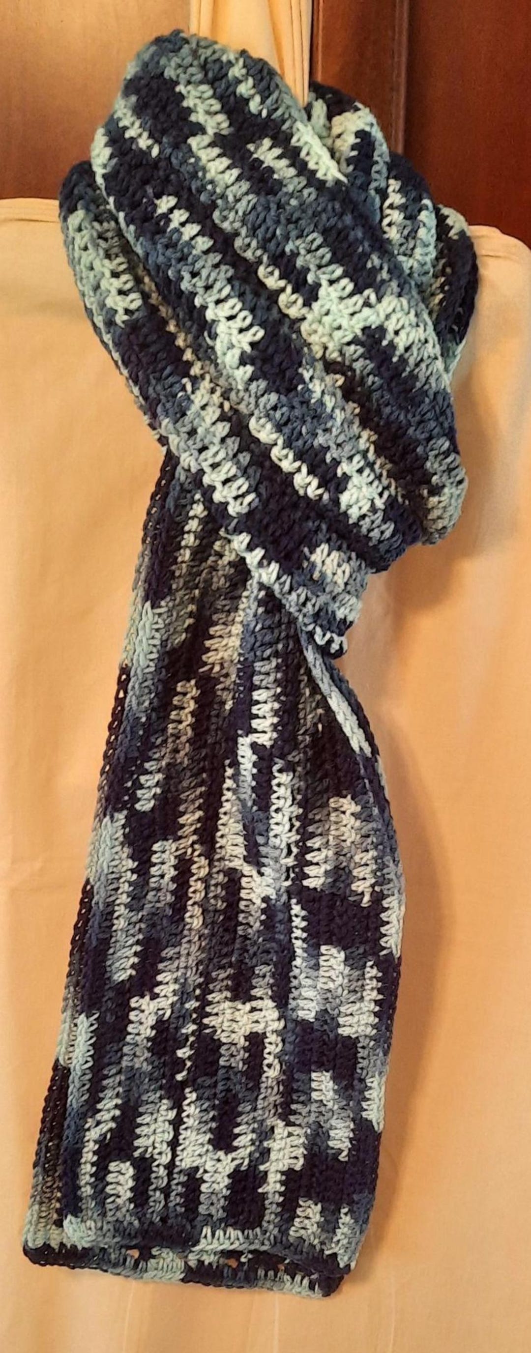 Handmade Crocheted Tundra Unisex Scarf, "shaded Dusk" Perfect Length to ...