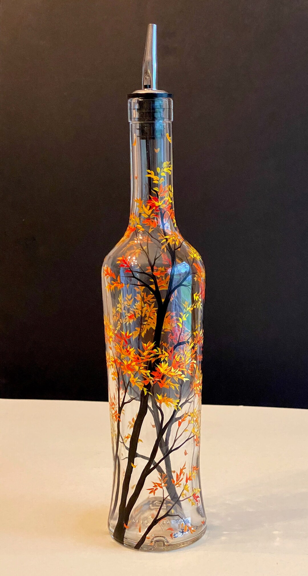 Hand Painted Oil Dispenser: Autumn Leaves Kitchen Decor - Etsy