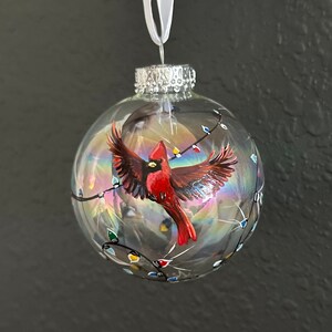 Cardinal in Christmas Lights Flying Winter Wonderland Iridescent ...