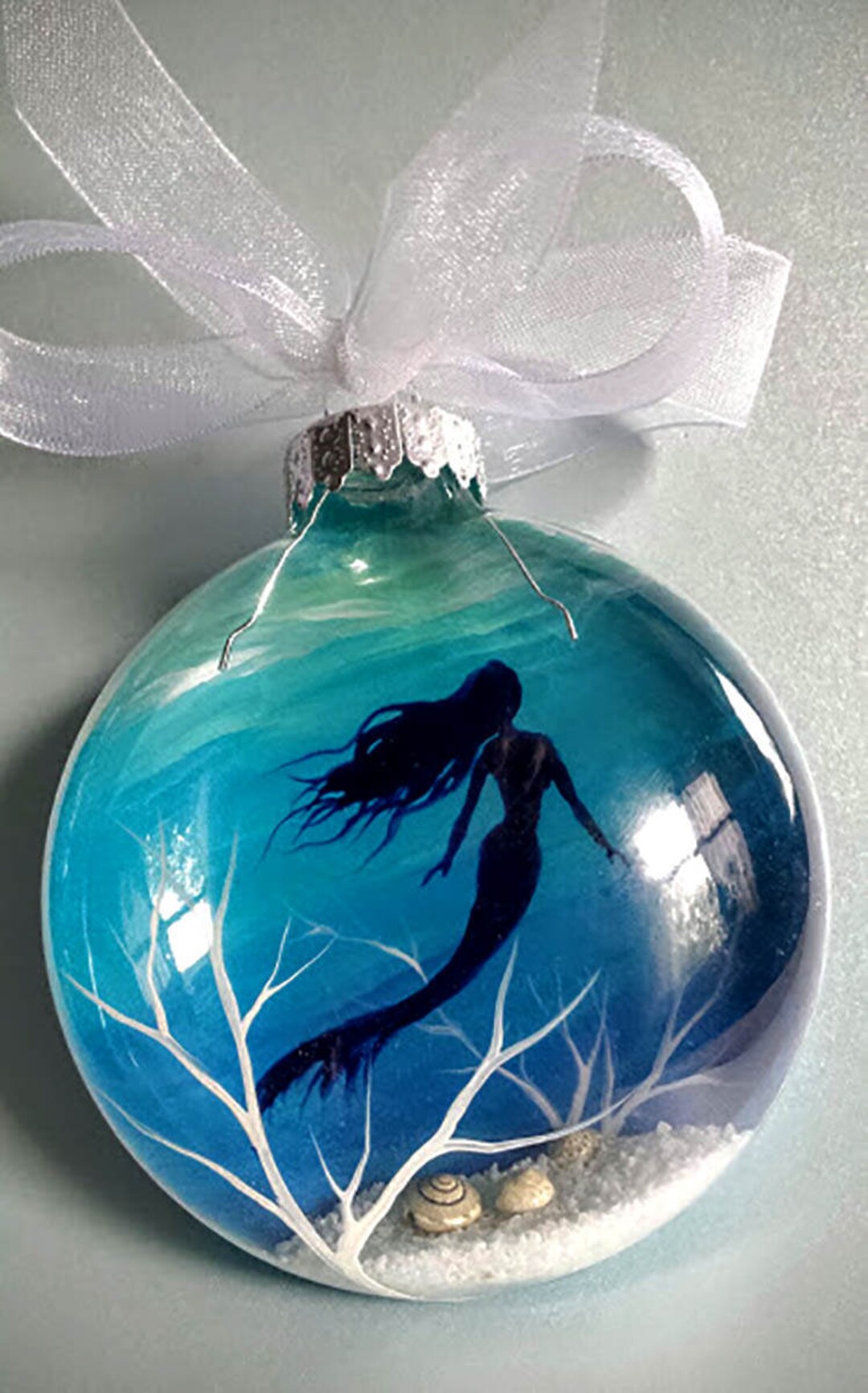 Mermaid Nautical Ornament Beach Christmas Aqua Blue Turquoise ...