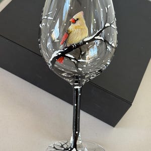 Hand Painted Bird Wine Glass: Custom Collectible Nature Art - Etsy