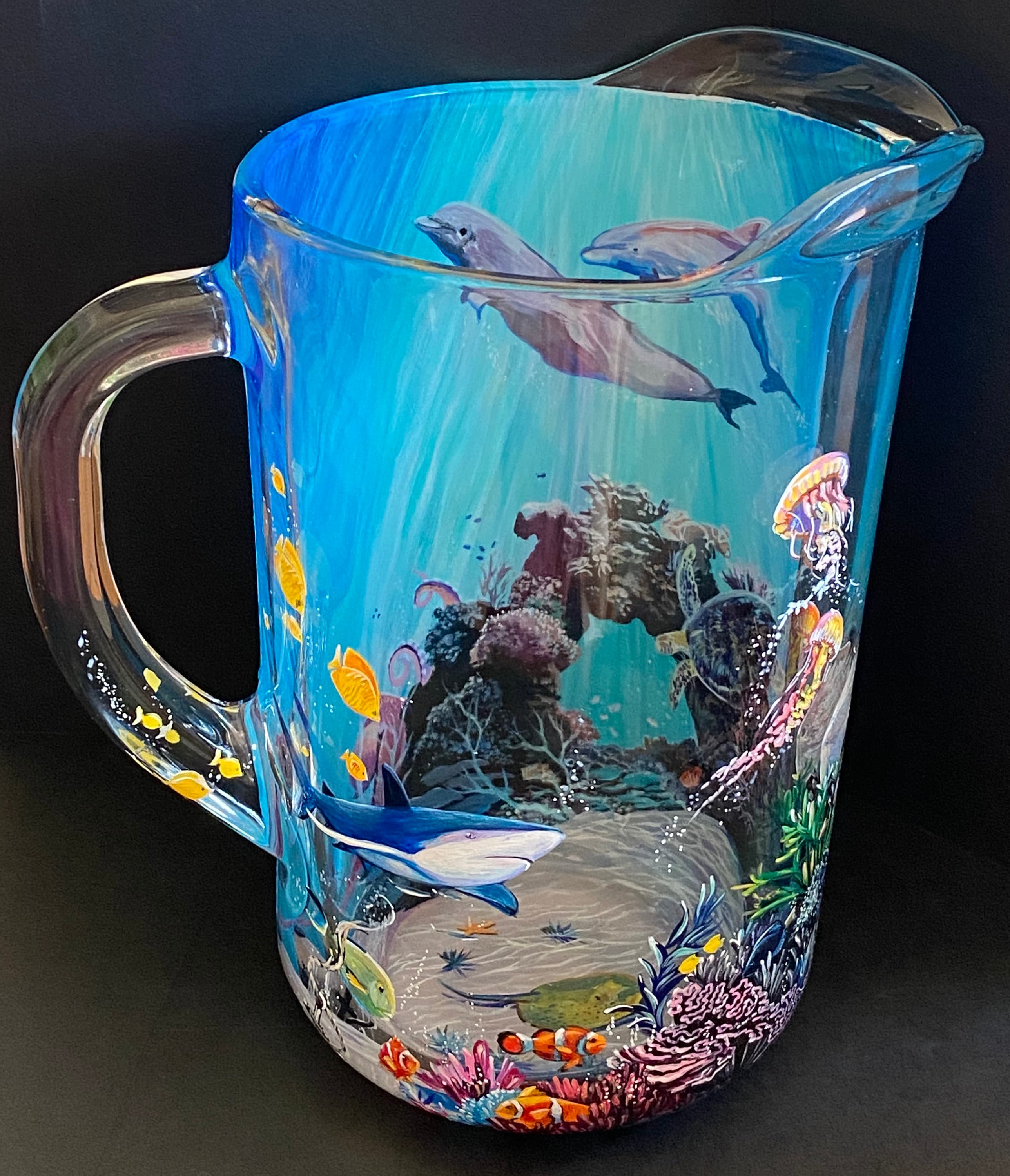 Ocean Themed Glass Pitcher Hand Painted Aquatic Underwater - Etsy Australia