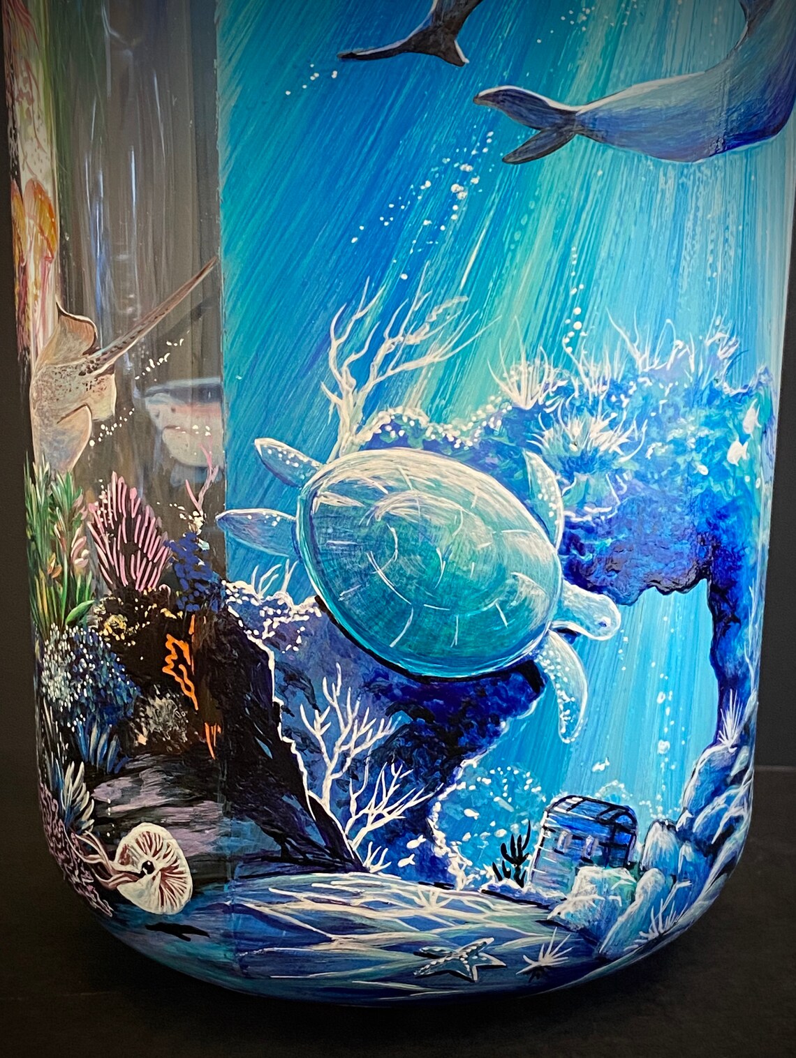 Ocean Themed Glass Pitcher Hand Painted Aquatic Underwater - Etsy