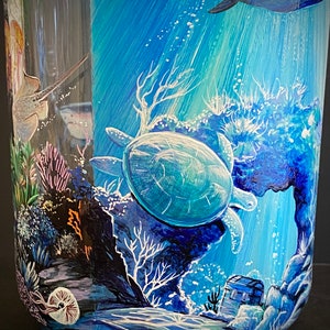 Ocean Themed Glass Pitcher Hand Painted Aquatic Underwater Nautical ...