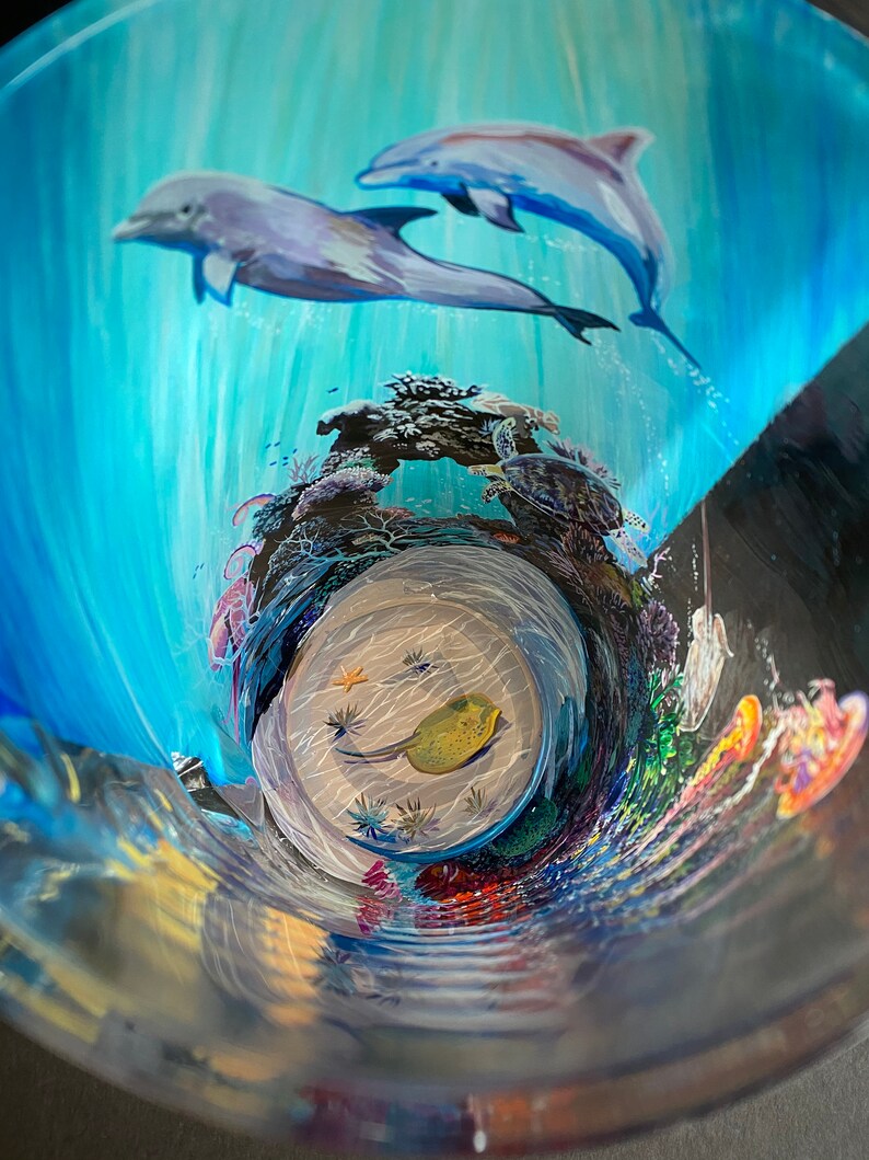 Ocean Themed Glass Pitcher Hand Painted Aquatic Underwater - Etsy