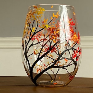Four Season Tree Stemless Wine Glasses Spring Summer Winter Fall Set ...