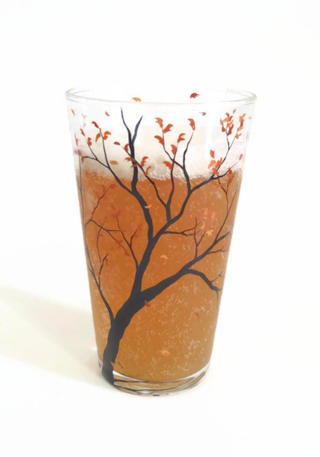 Hand Painted Tree Beer Pint Glass: Autumn Leaves Bar Decor - Etsy
