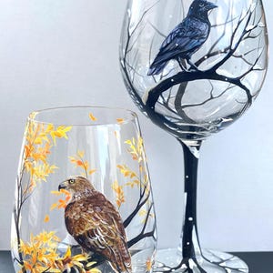 Hand Painted Bird Wine Glass: Custom Collectible Nature Art - Etsy