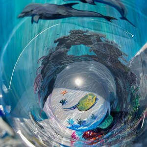 Ocean Themed Glass Pitcher Hand Painted Aquatic Underwater Nautical ...