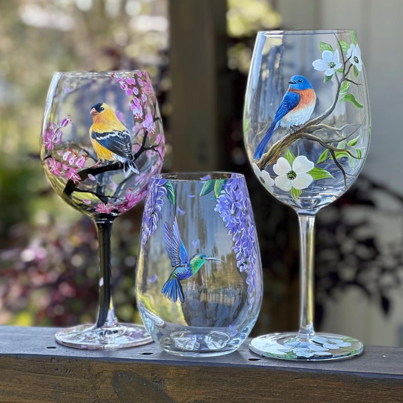 Spring Wine Glasses - Etsy