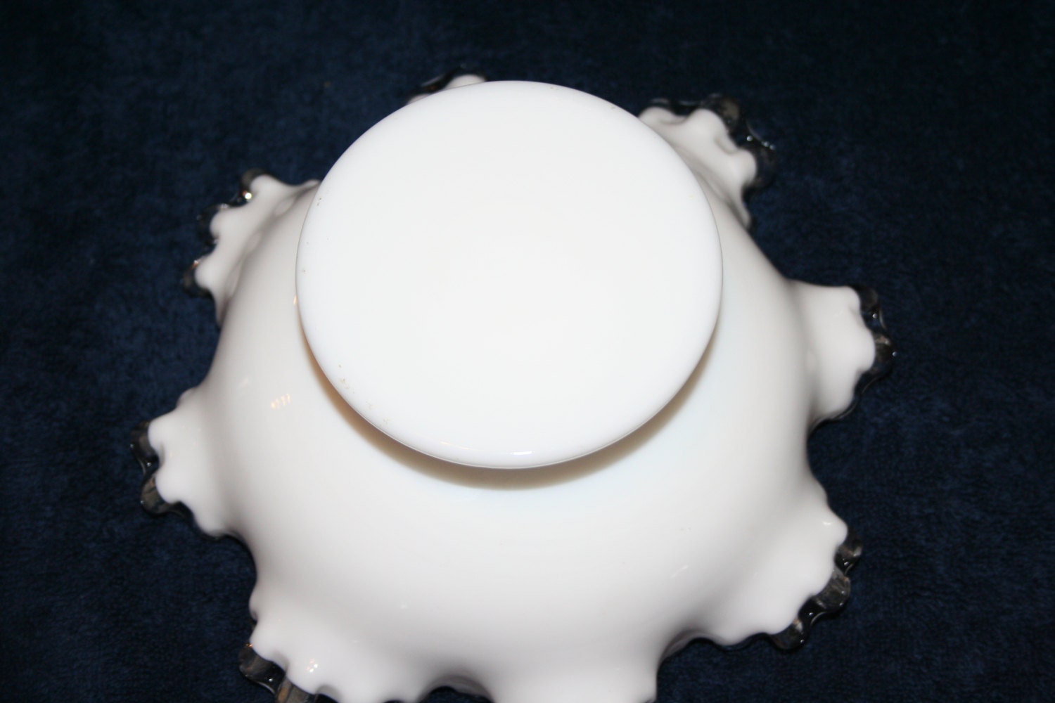 Fenton White Milk Glass 8 Ruffled Silvercrest Pedestal Bowl Nut Candy ...