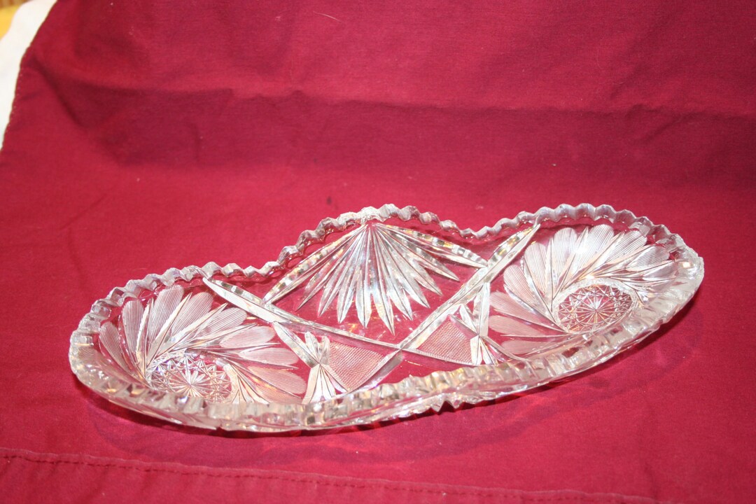 Heavy Cut Crystal Relish Tray - Etsy