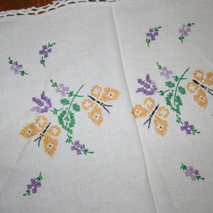 Embroidered Runner With Crocheted Edging - Etsy