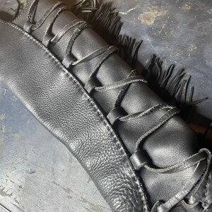 Spats Vintage Handmade Genuine Leather Fringe Brass Lace up Chaps ...