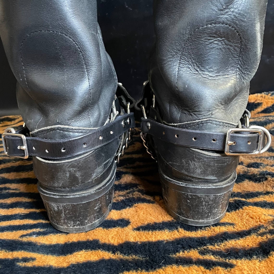 Bootstraps Pair Handmade Genuine Black Leather Studded Stud - Etsy