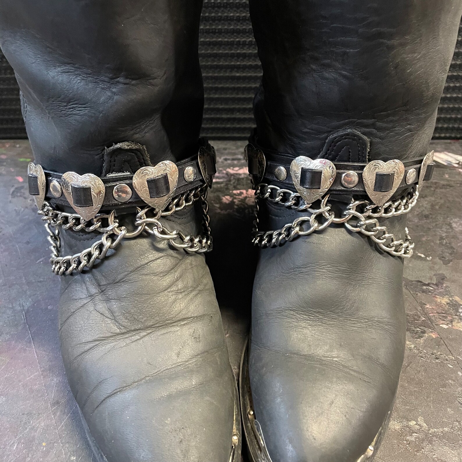 Bootstraps Boot Harness Handmade Genuine Leather Heart Concho Chains ...