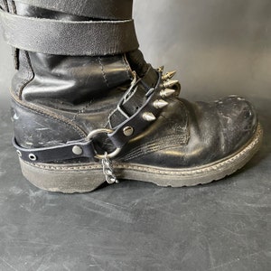 Bootstraps Handmade Spikes Spikey Genuine Leather Punk Goth Biker Boots ...
