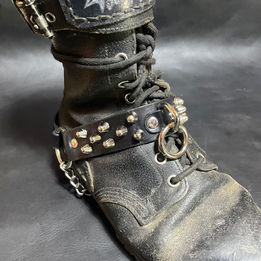 Small UK 77 Studs and Small Bondage Ring Bootstrap Studded Bootstraps ...
