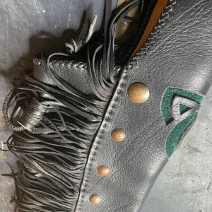 Spats Vintage Handmade Genuine Leather Fringe Brass Lace up Chaps ...