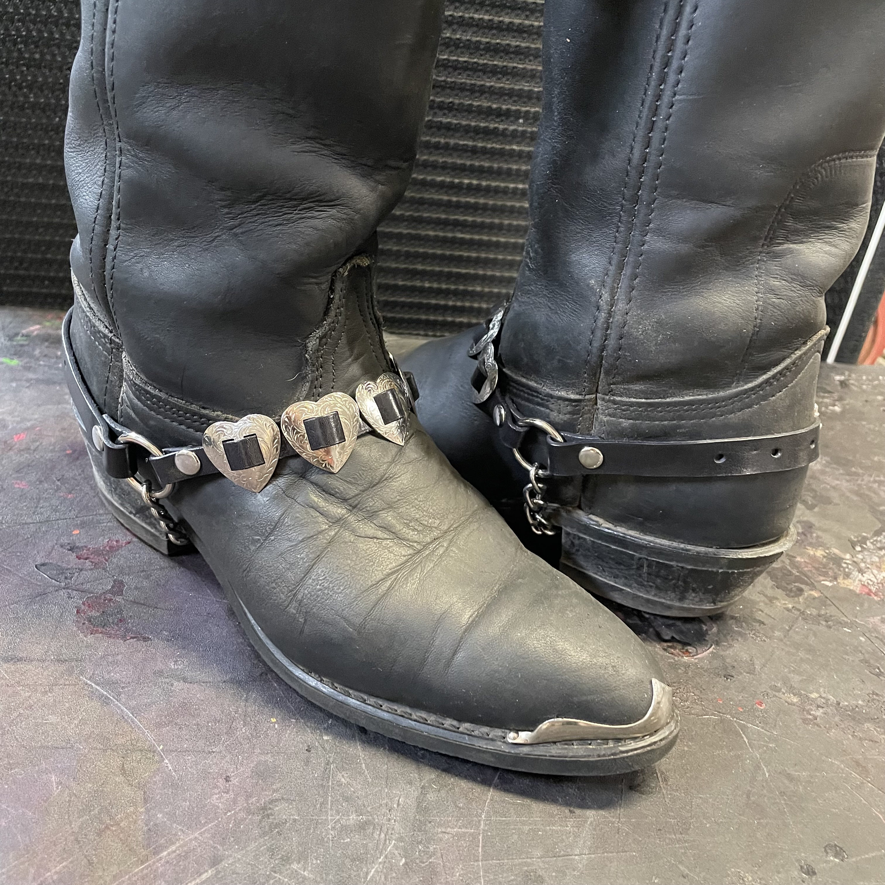 Bootstraps Boot Harness Handmade Genuine Leather Chain Heart Concho ...