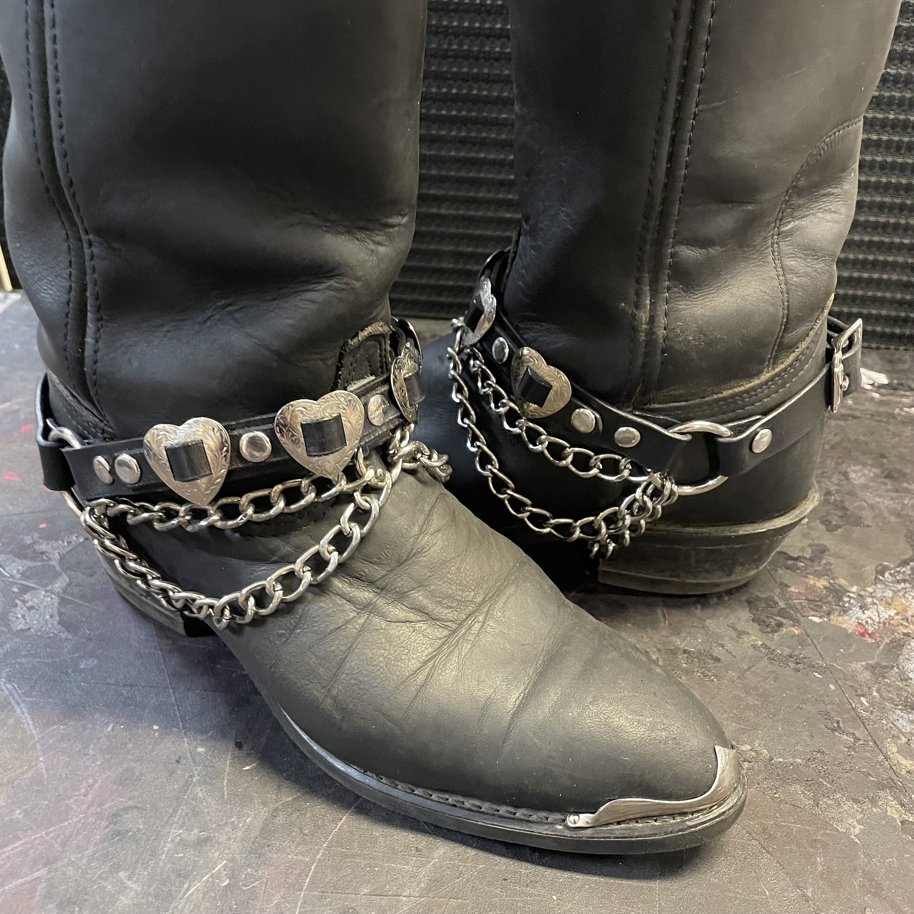 Bootstraps Boot Harness Handmade Genuine Leather Heart Concho Chains ...
