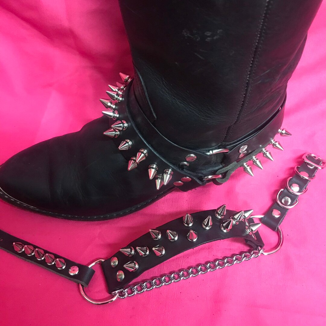 BOOTSTRAPS PAIR Handmade Genuine Leather Boot Harness Belts Punk Goth ...