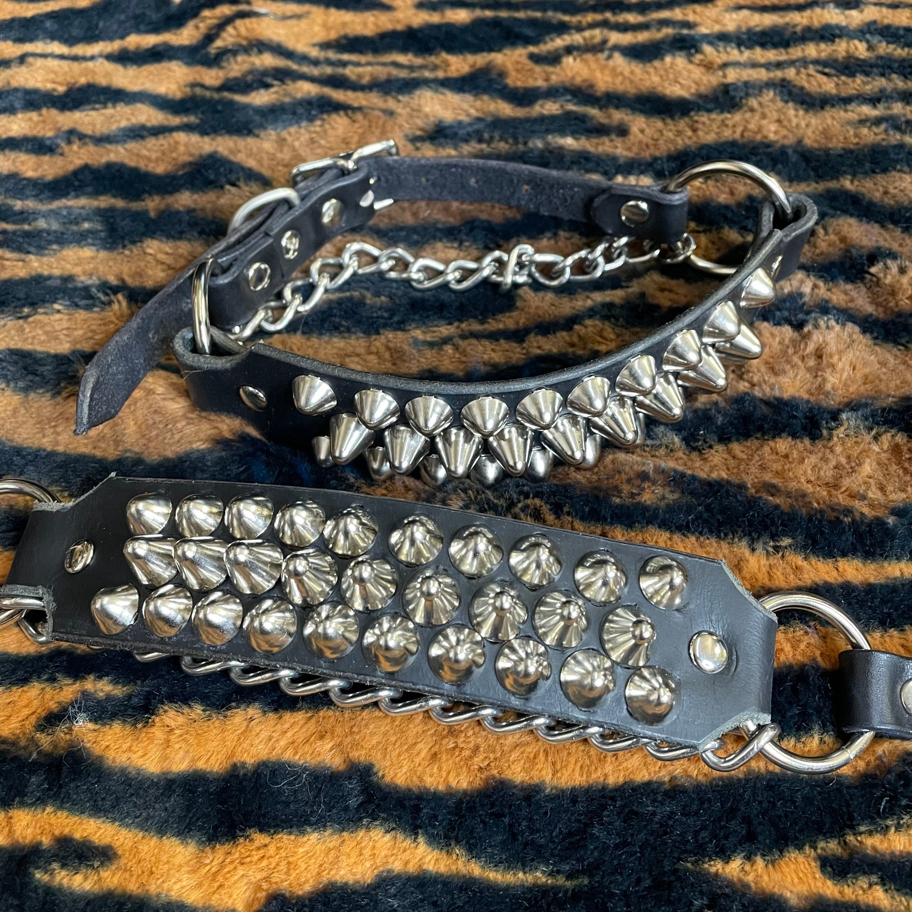 Bootstraps Pair Handmade Genuine Black Leather Studded Stud Spikes 77 ...