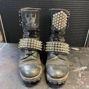 Bootstraps Boot Harness Handmade Genuine Leather Punk Studded Tall Uk ...