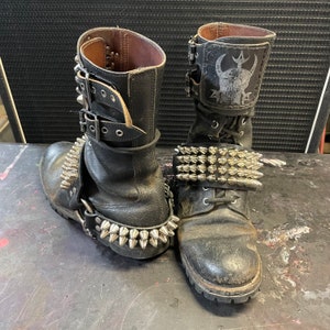 Bootstraps Boot Harness Handmade Genuine Leather Punk Studded Tall Uk ...