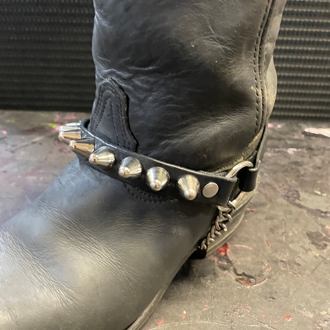 Bootstraps Boot Strap Harness Handmade Genuine Leather Studded Studs ...