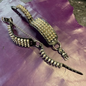 Bootstraps Boot Harness Handmade Genuine Leather Punk Studded Tall Uk 77 Studs Mondo Skull ...