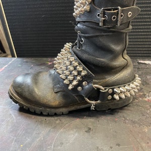 Bootstraps Boot Harness Handmade Genuine Leather Punk Studded Tall Uk ...