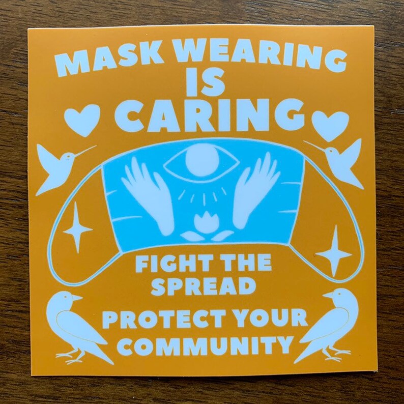Mask Wearing is Caring 3 sticker | Etsy