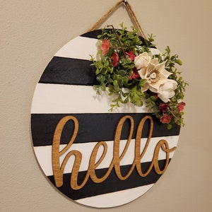 Hello Sign File, Front Door or Entry Sign SVG and PNG Download, Laser ...