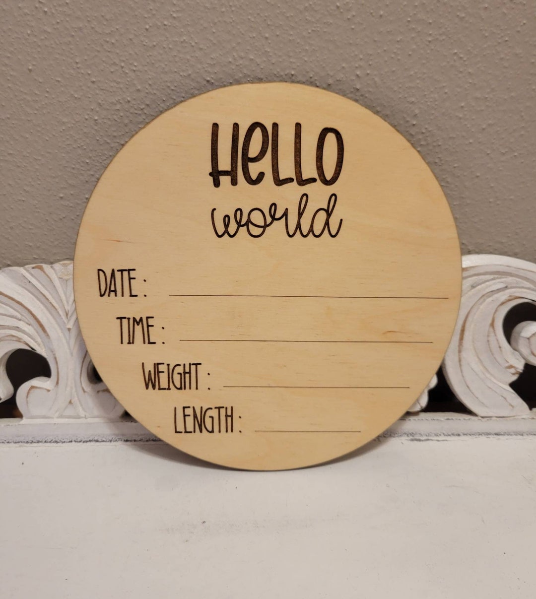 Hello World Newborn Stat Sign SVG and PNG File Download, Glowforge File ...