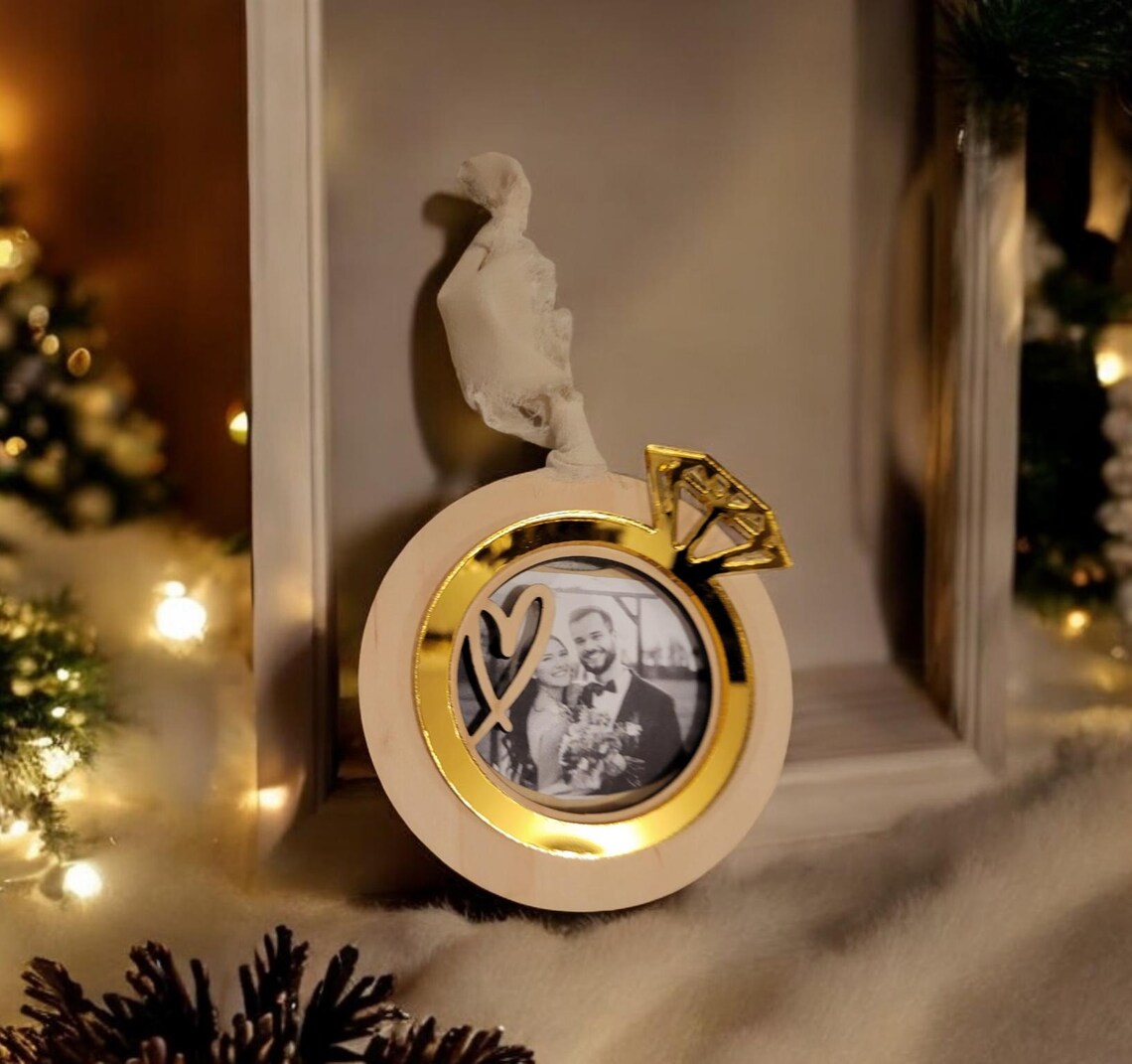 Engagement Photo Frame Ornament SVG File - Ring Photo Frame Ornament ...