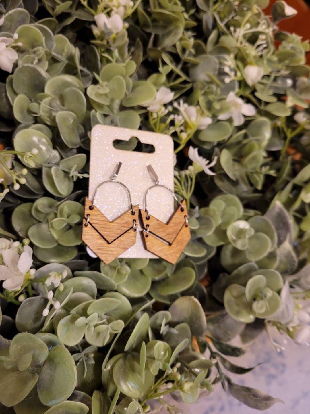 Chevron Dangle Arch Earring SVG and PNG File Download, Unique Wood ...