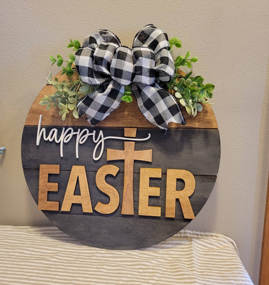 Happy Easter Sign File, Front Door or Entry Sign SVG and PNG Download ...