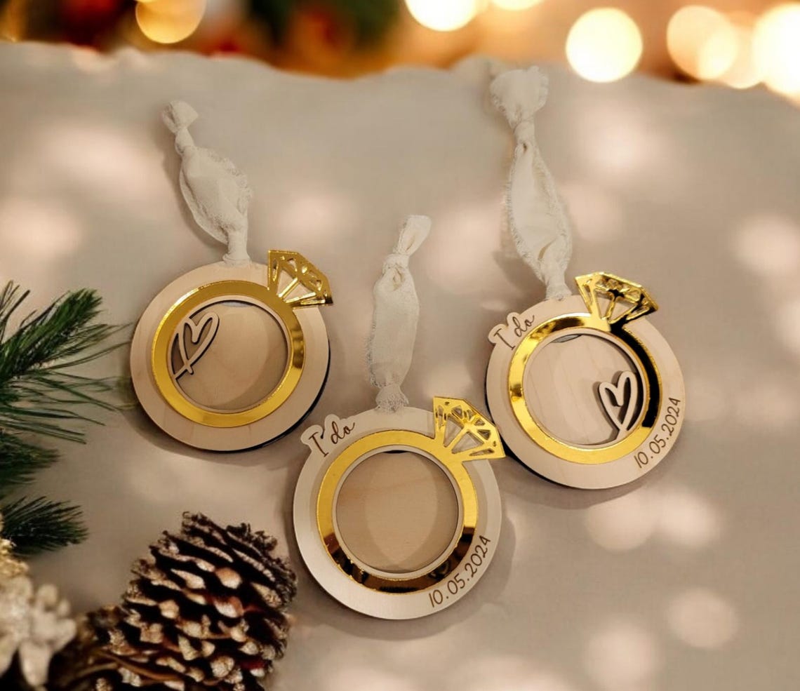 Engagement Photo Frame Ornament SVG File - Ring Photo Frame Ornament ...