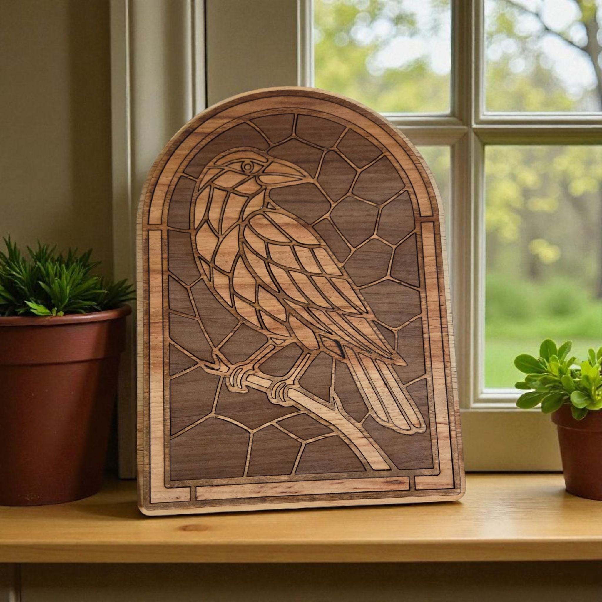 Gothic Raven SVG Digital Download | Stained Glass Window Raven | Laser ...