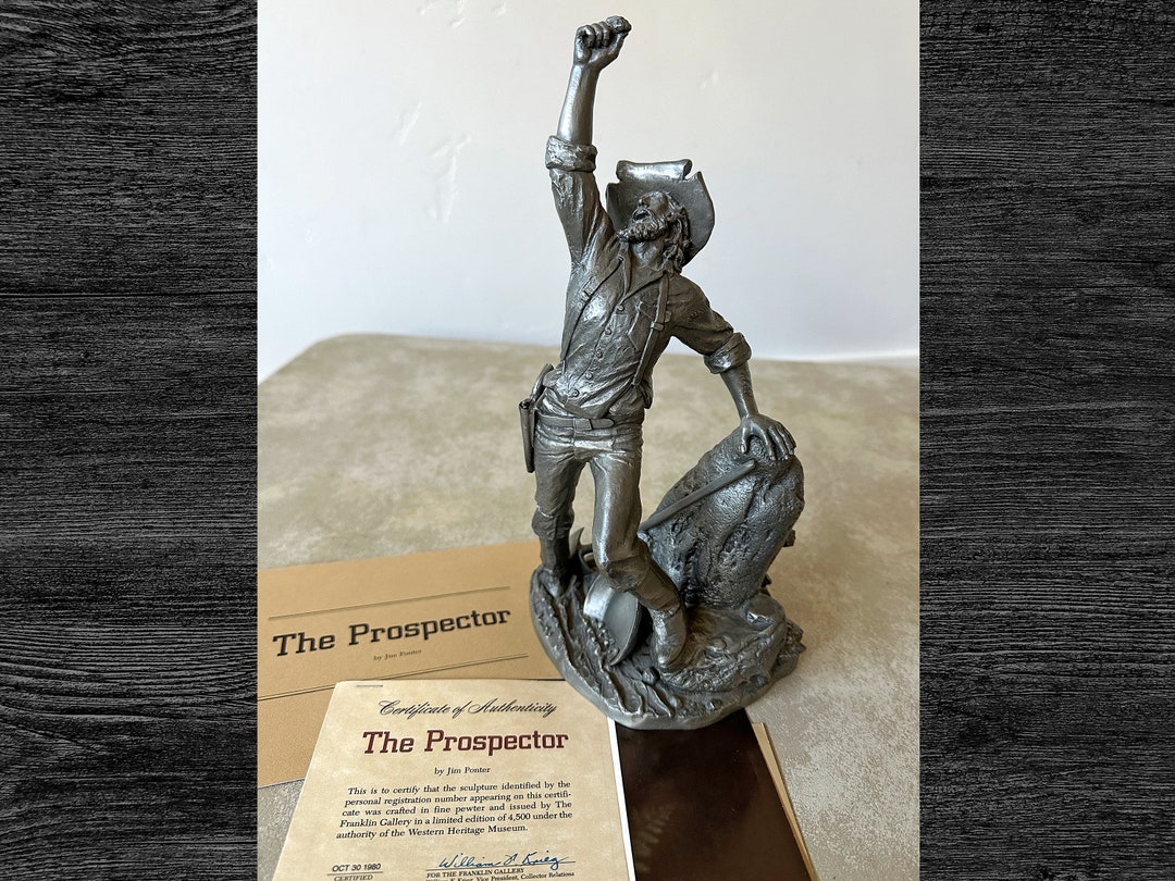 Fine Pewter Sculpture "the Prospector" by Jim Ponter W/original ...