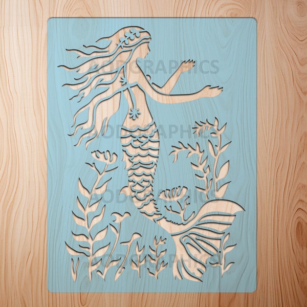 Mermaid Stencil - Etsy
