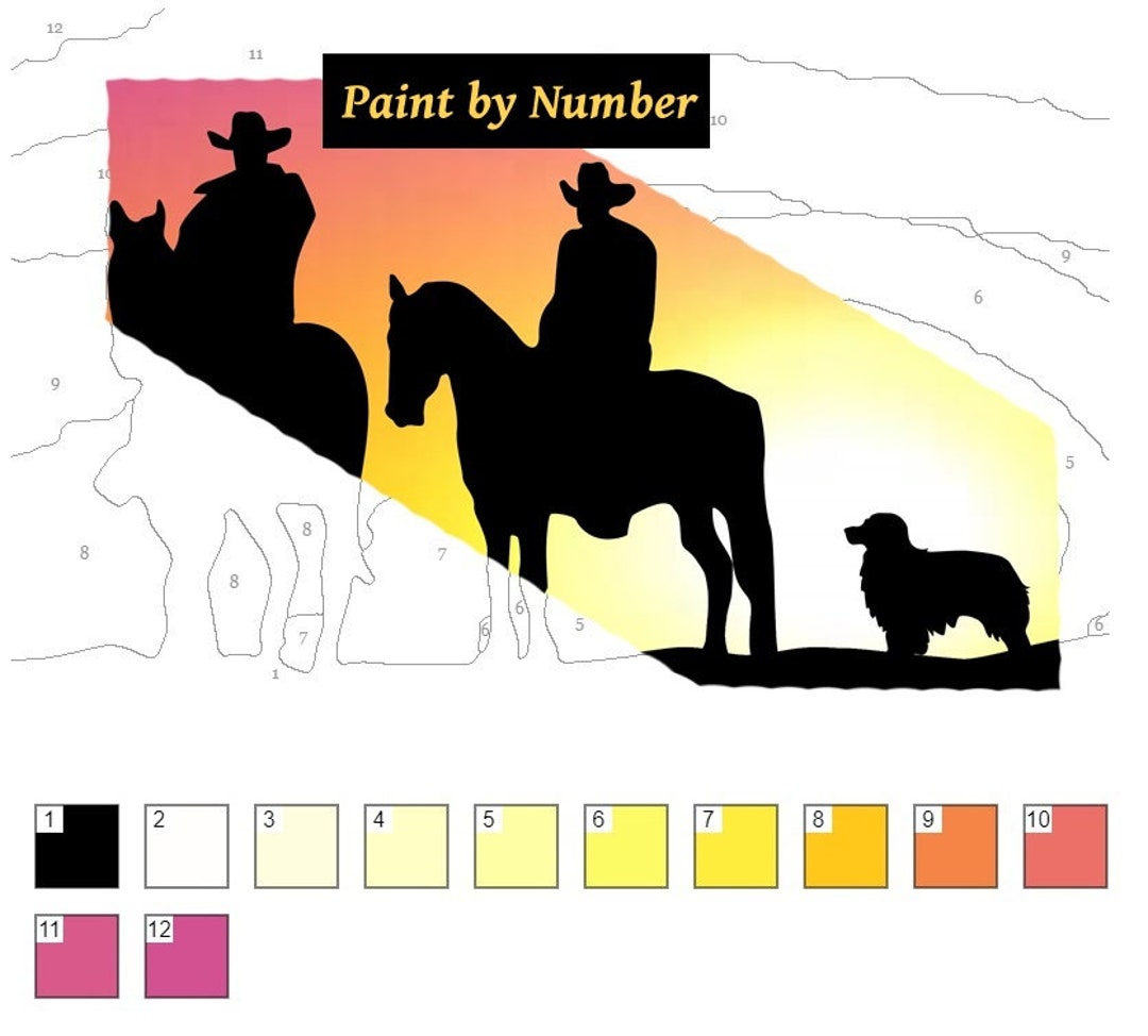Paint by Number Printable Cowboy Art - Etsy