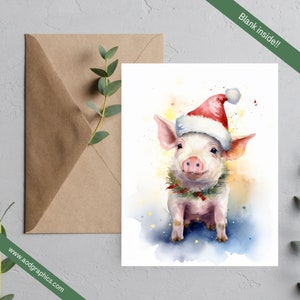 Pig Christmas Cards (12 Cards) - Etsy