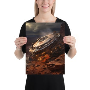 Alien Spaceship Crash Landing Poster - Etsy