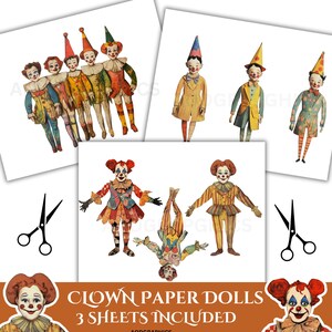 Paper Doll Clowns Digital Download Set, Print and Cut - Etsy