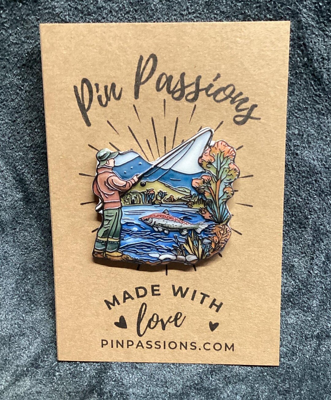 Salmon Fisherman Pin / Lapel Pin - Etsy
