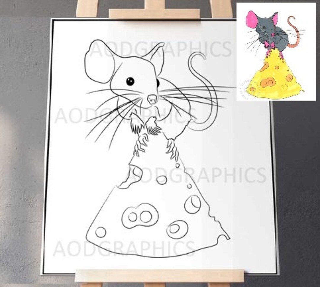 Mouse and Cheese Coloring Template Download - Etsy