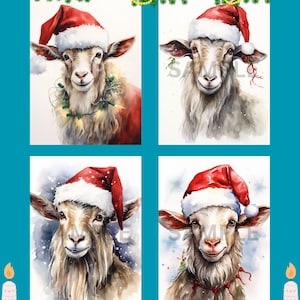 Goat in Santa Hat Greeting Cards (set of 12) - Etsy