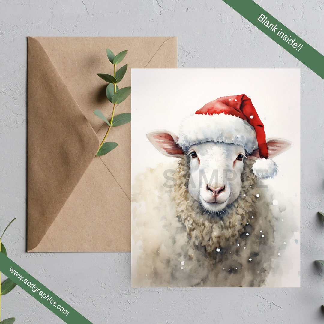 Sheep Christmas Cards (12 Cards) - Etsy